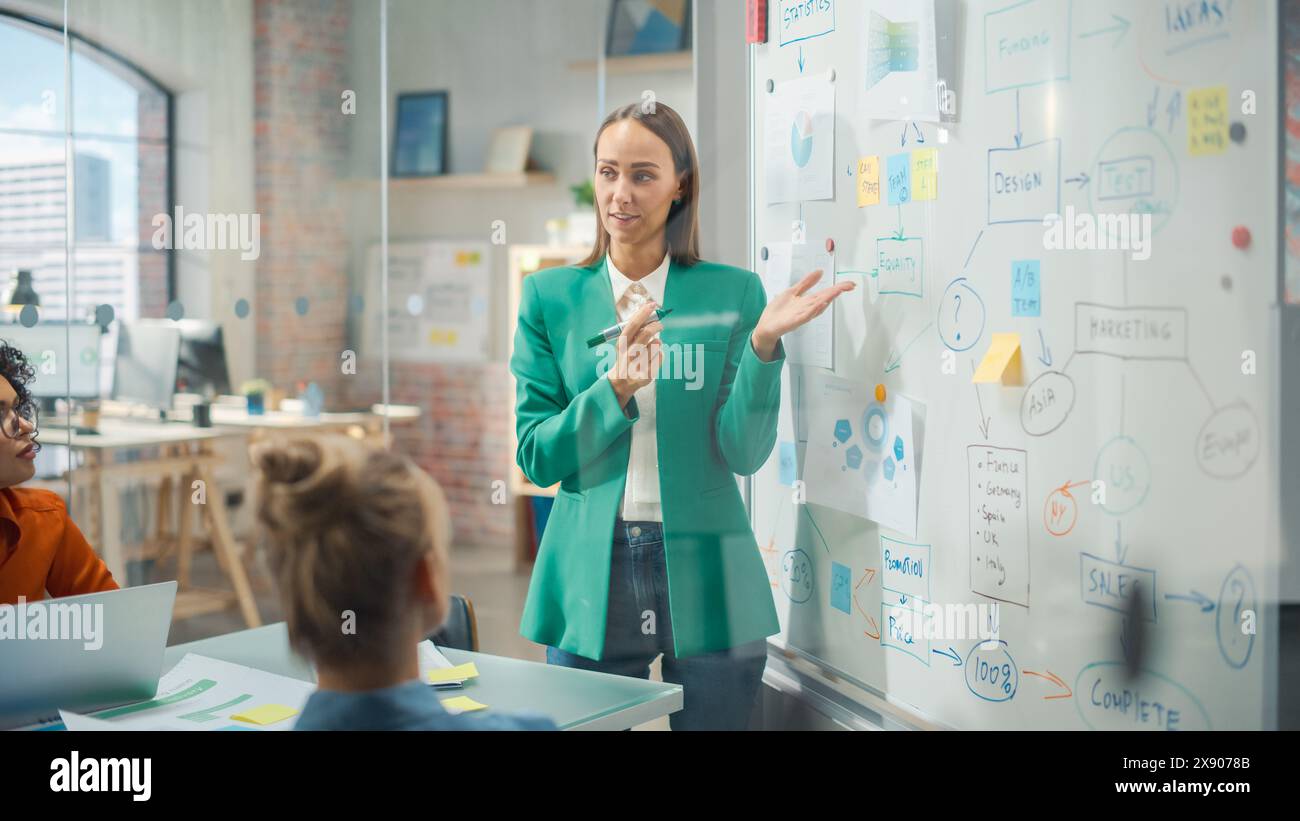 Female Chief Analyst Holds Meeting Presentation for a Team of ...