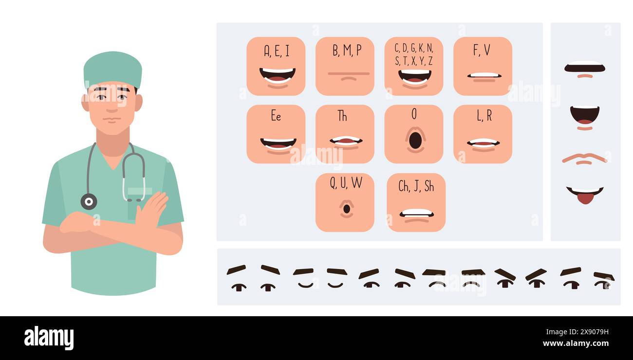 Medical worker doctor avatar creation suitable for animation Stock ...