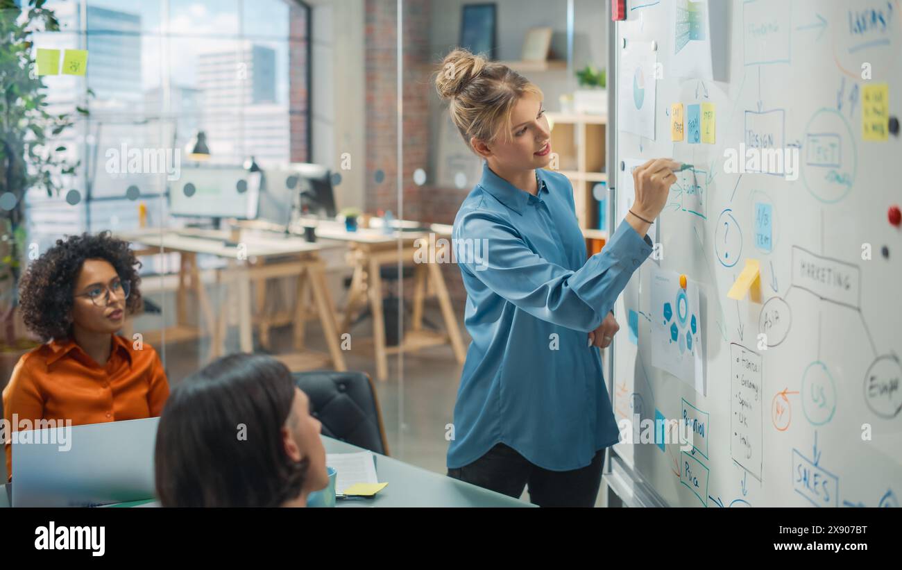 Group Businesspeople have Meeting in Office Conference Room. Female ...