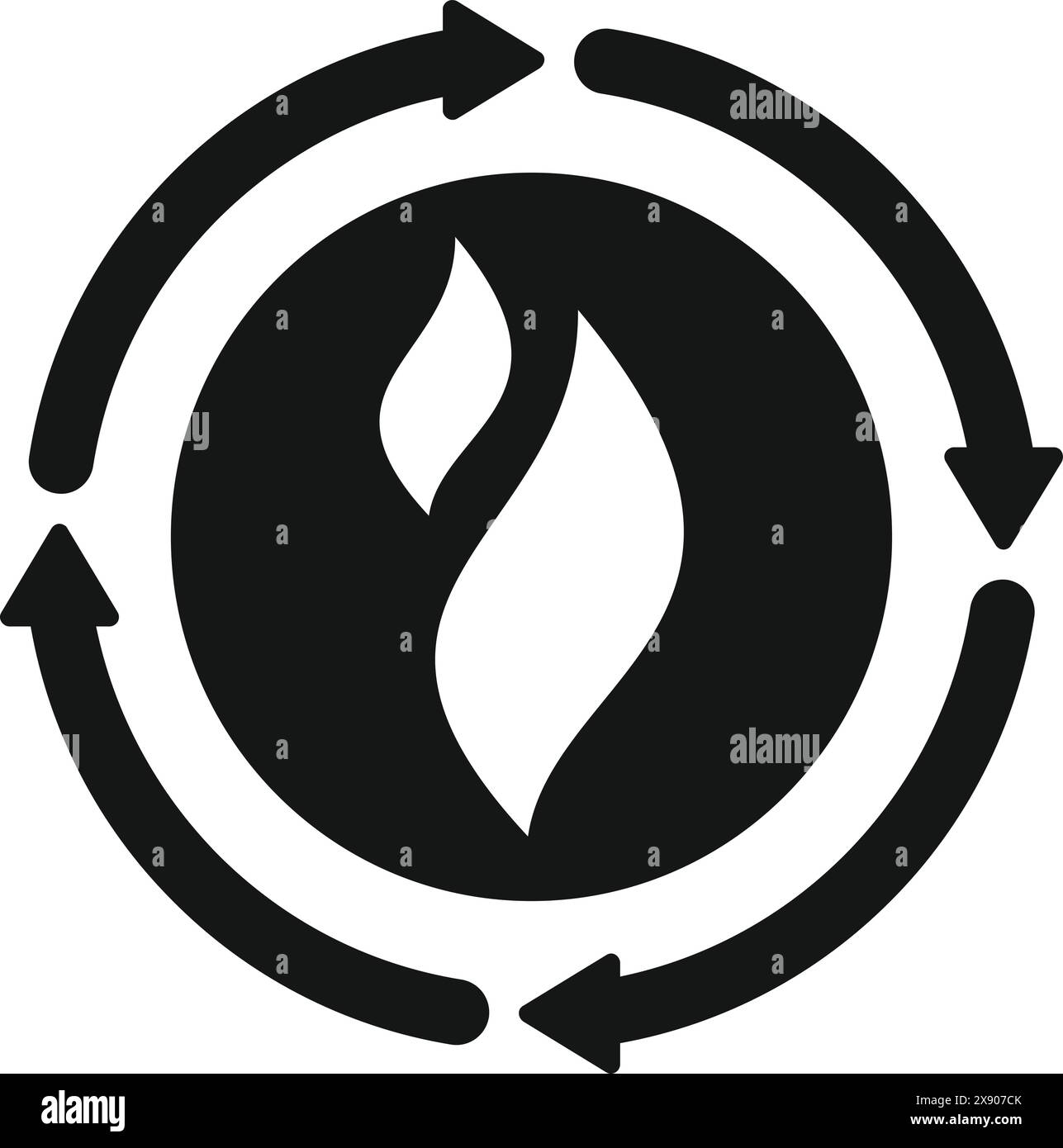 Black and white icon representing renewable, sustainable energy with ...