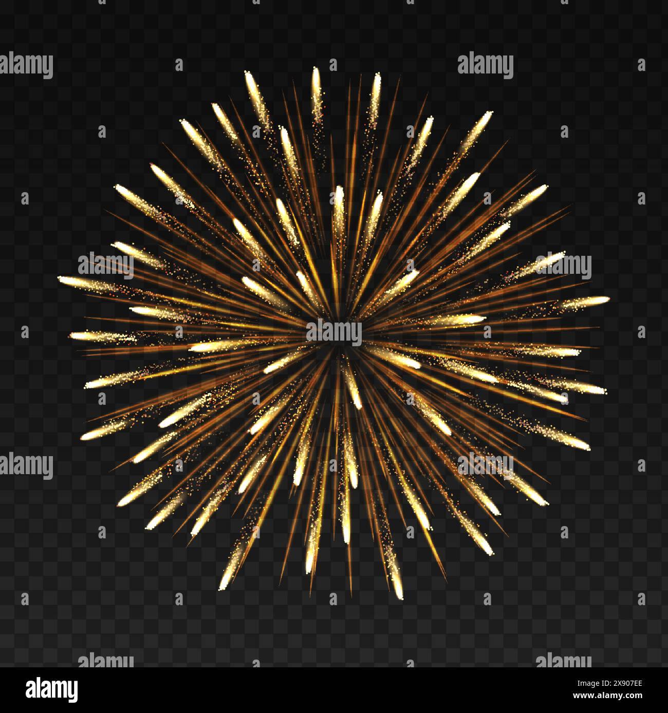 Golden firework coconut shape realistic vector illustration. Festive ...