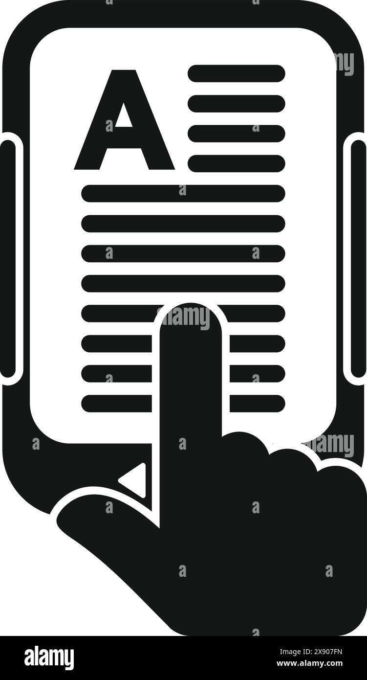 Stylized black and white icon representing a hand touching an ...
