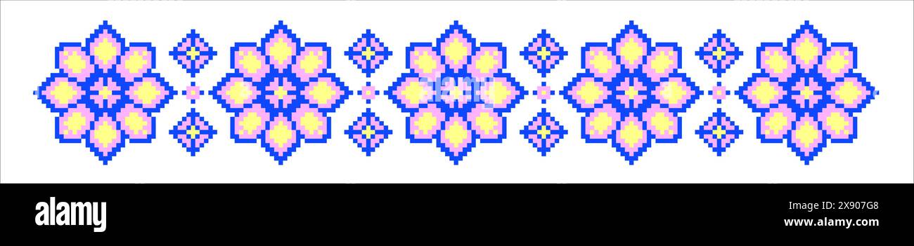 Floral border in pixel art style Stock Vector Image & Art - Alamy