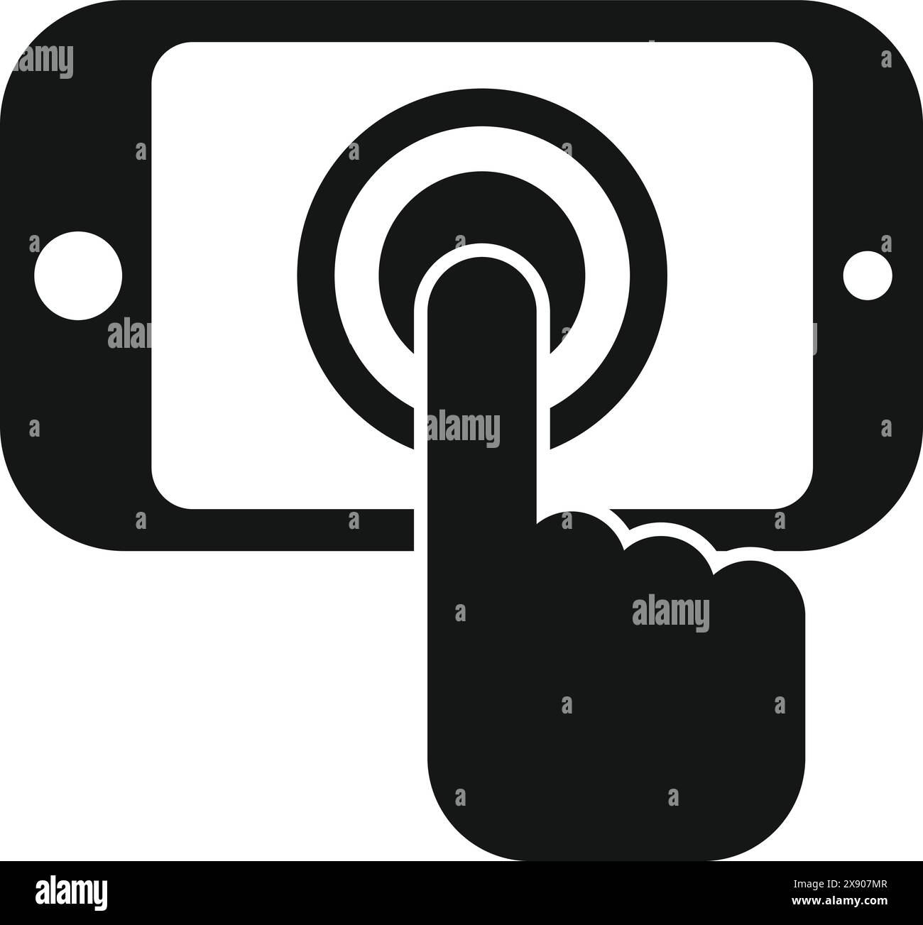 Vector illustration of a modern touchscreen smartphone icon in black ...