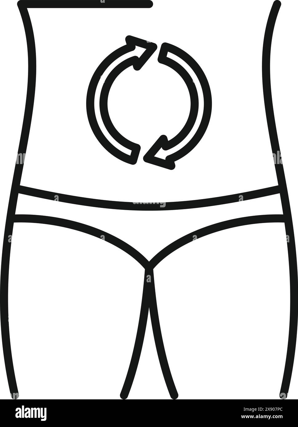 Line art icon illustrating a slim body and arrow symbolizing weight ...