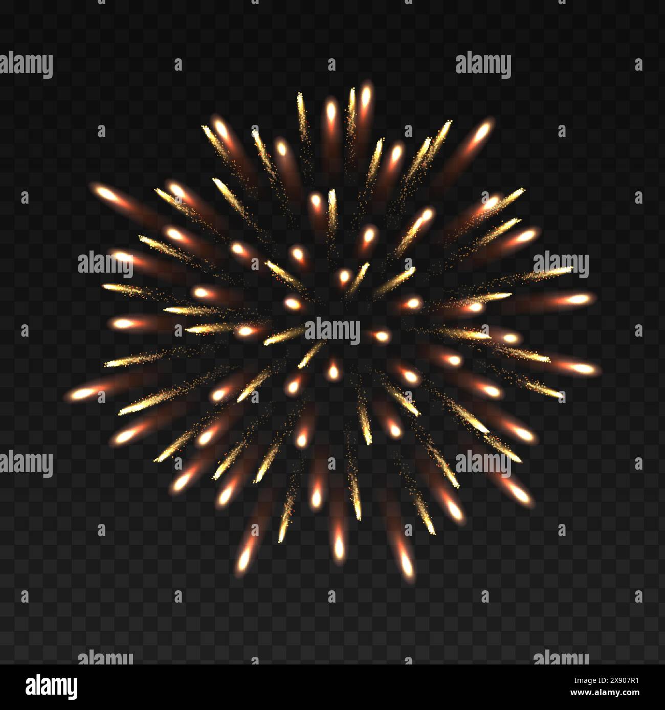 Golden firework coconut shape realistic vector illustration. Festive ...
