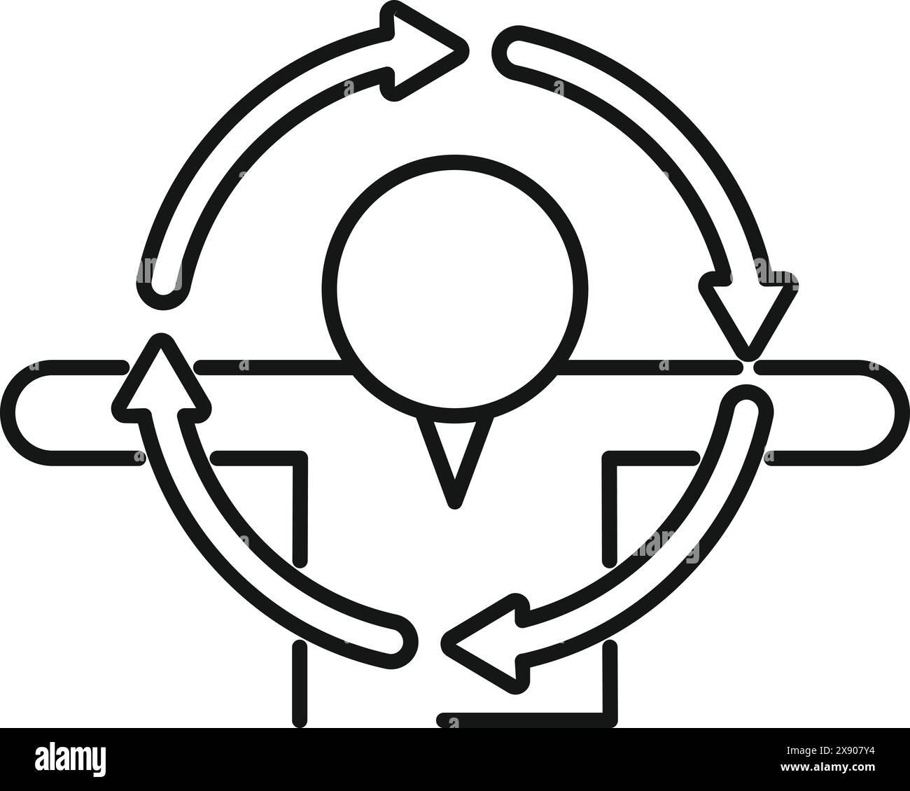 Line art of a circle with arrows representing a continuous process ...