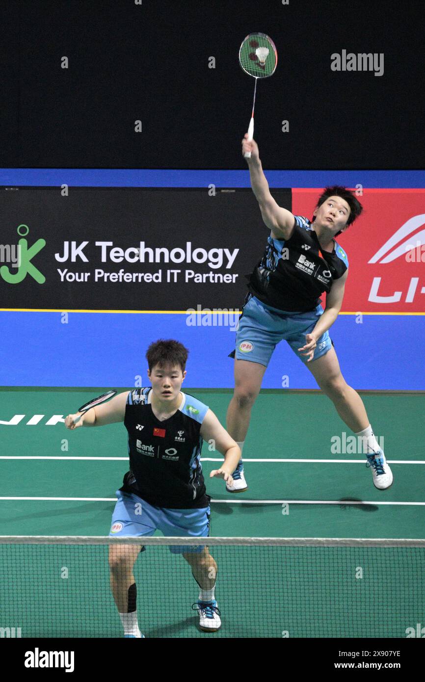 Singapore. 28th May, 2024. Liu Shengshu/Tan Ning (R) of China compete ...