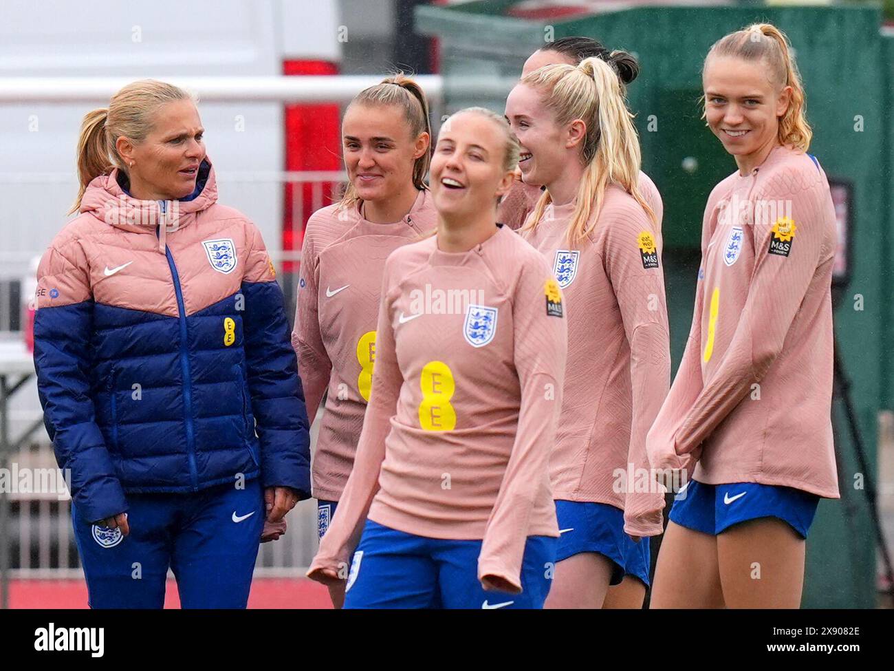 England manager Sarina Wiegman (left), Georgia Stanway, Beth Mead and ...