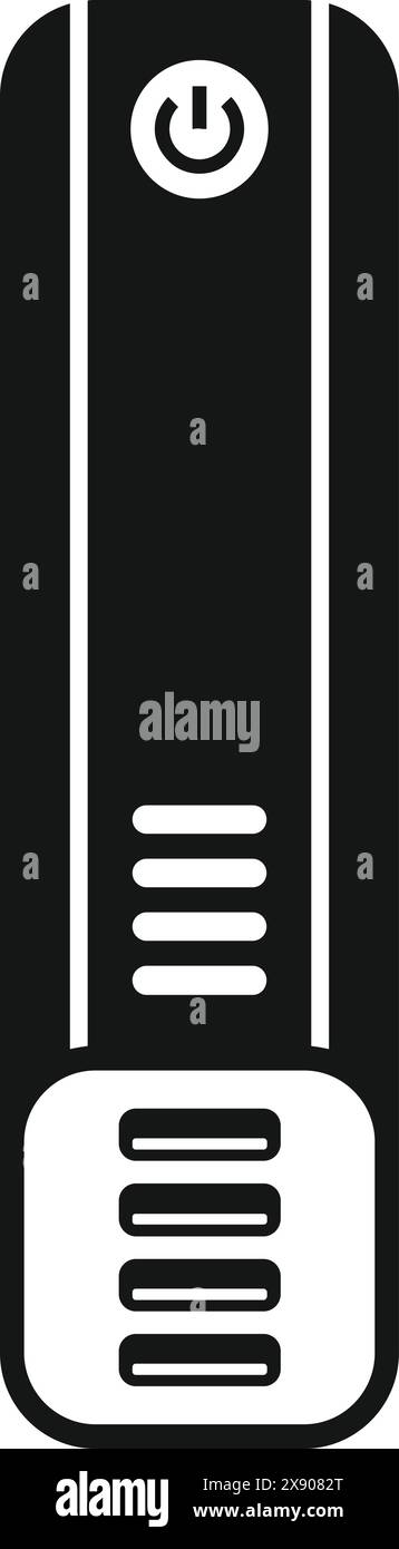 Simplified icon of a vertical computer tower with power button and vent ...