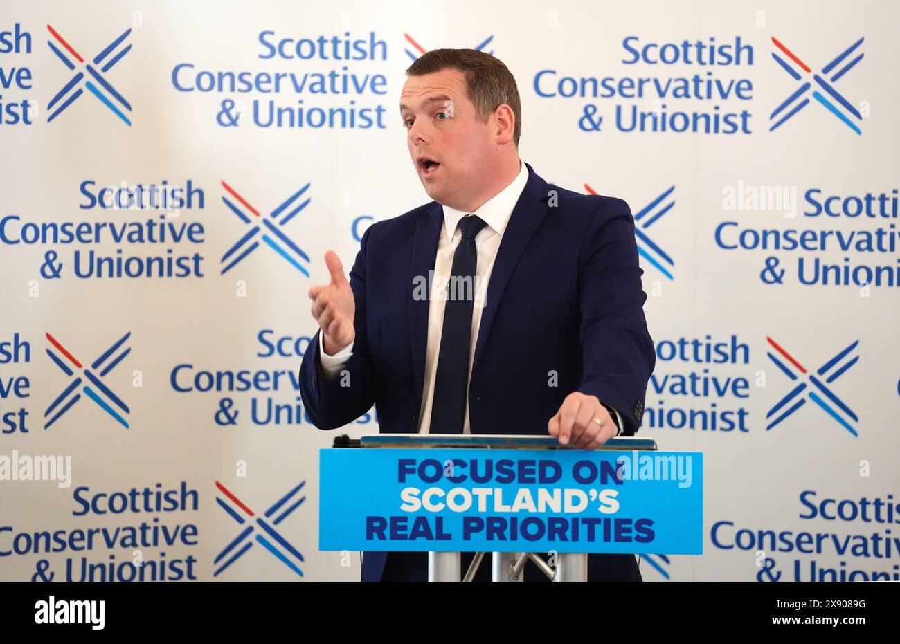 Scottish Conservative leader Douglas Ross speaking at the official ...