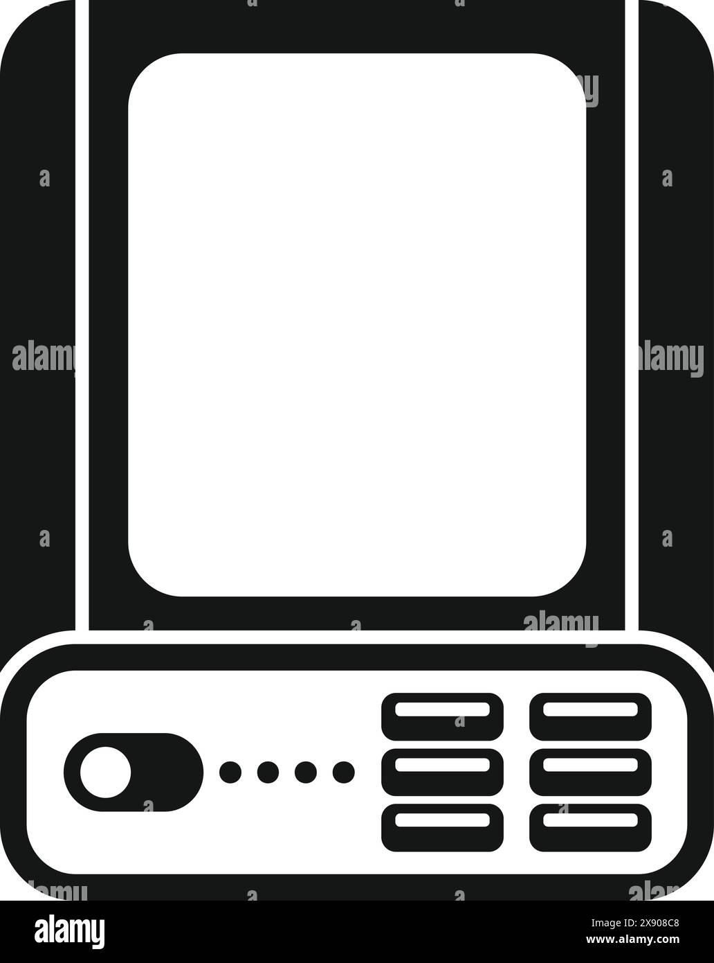 Vintage black and white mobile phone icon illustration with antenna ...