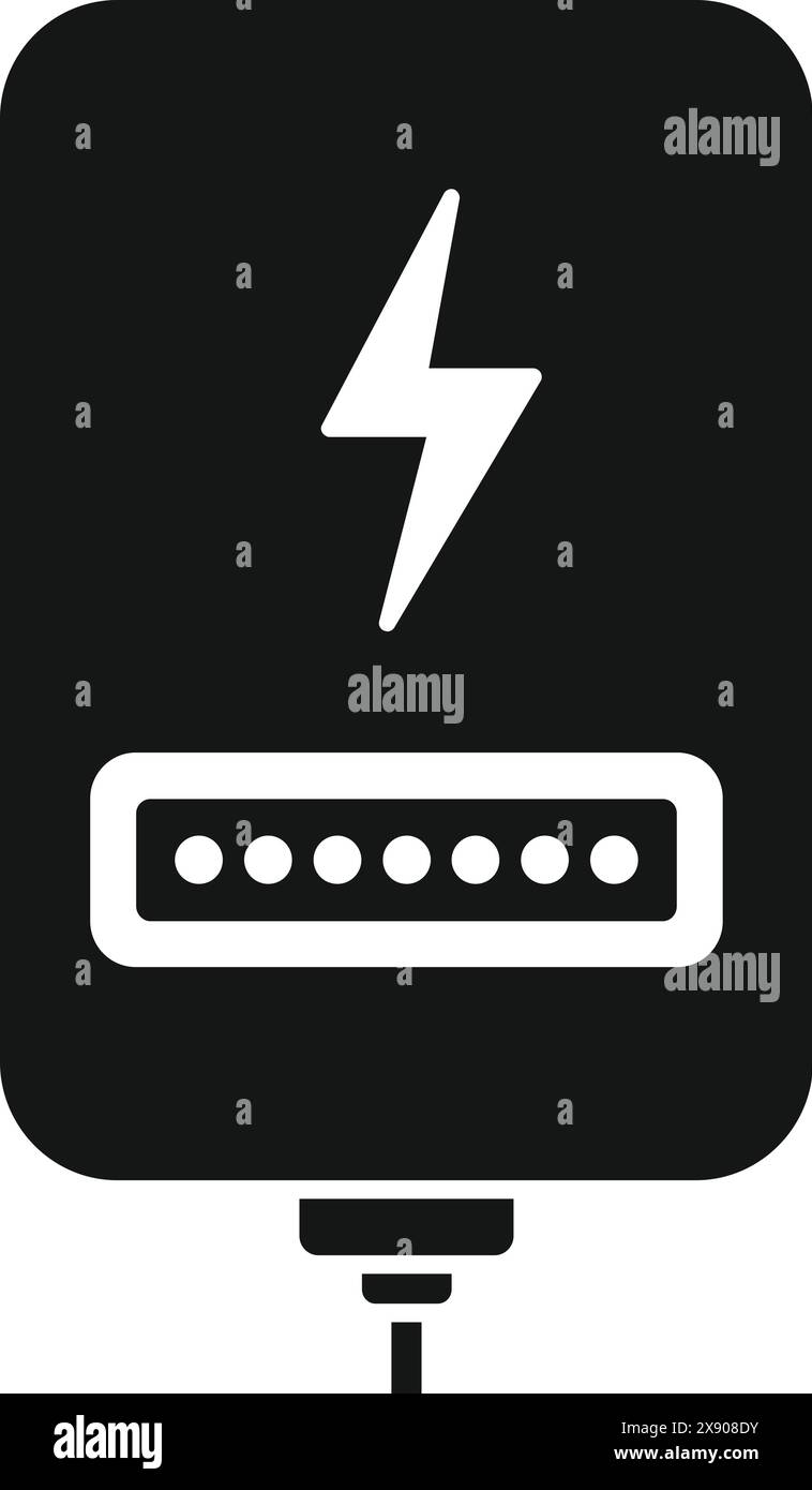 Simplified vector illustration of a black power bank with charge ...