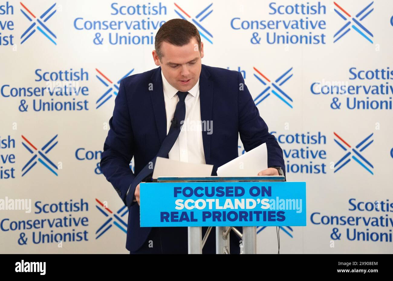 Scottish Conservative leader Douglas Ross speaks during the official ...