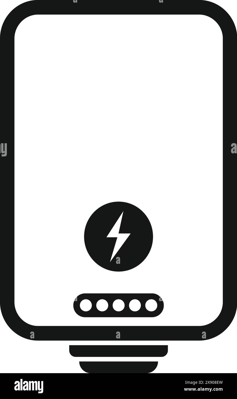 Black and white vector illustration of a portable power bank with ...