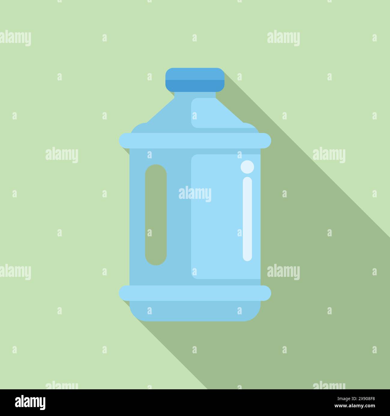 Minimalistic flat design of a blue water jug with shadow on a soft ...