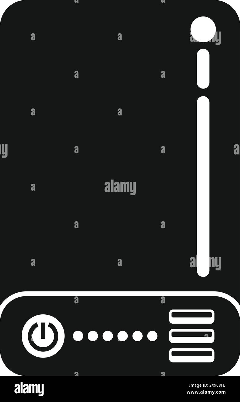 Simplistic vector icon representing a desktop pc case with power button ...