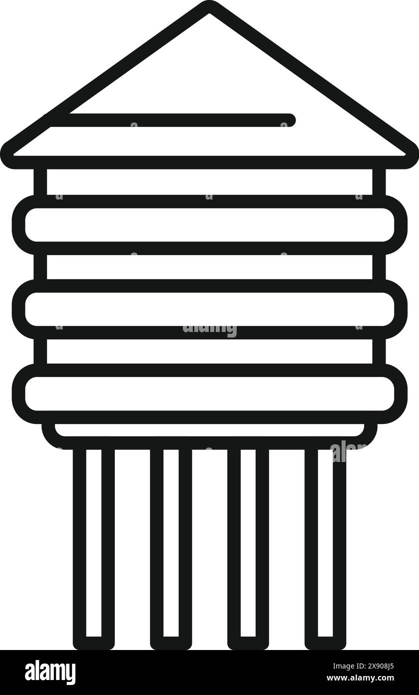 Black and white line art icon representing a beehive, perfect for ...