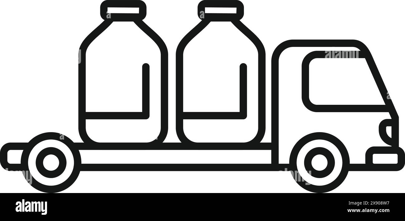 Line art vector illustration of a delivery truck transporting two large ...