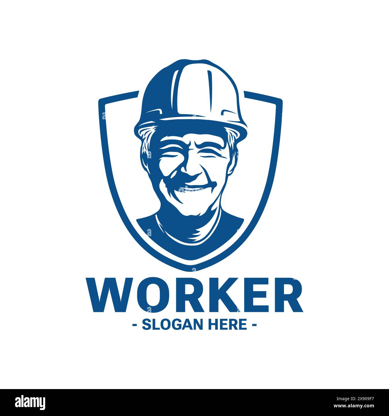 Construction worker with safety hard hat. Logo. Vector and illustration ...