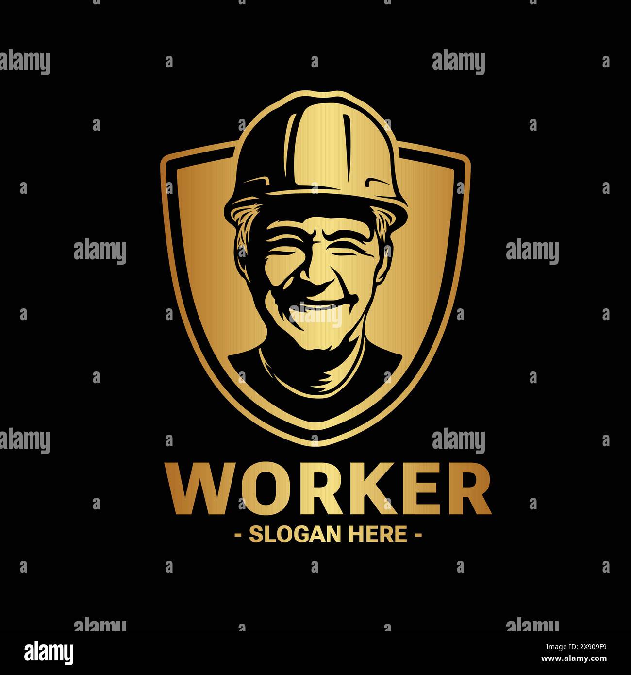 Construction worker with safety hard hat. Logo. Vector and illustration ...