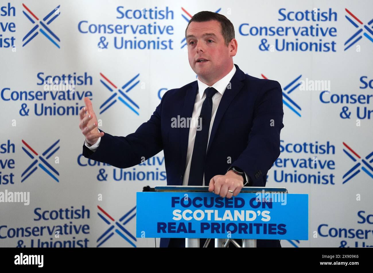 Scottish Conservative leader Douglas Ross speaks during the official ...
