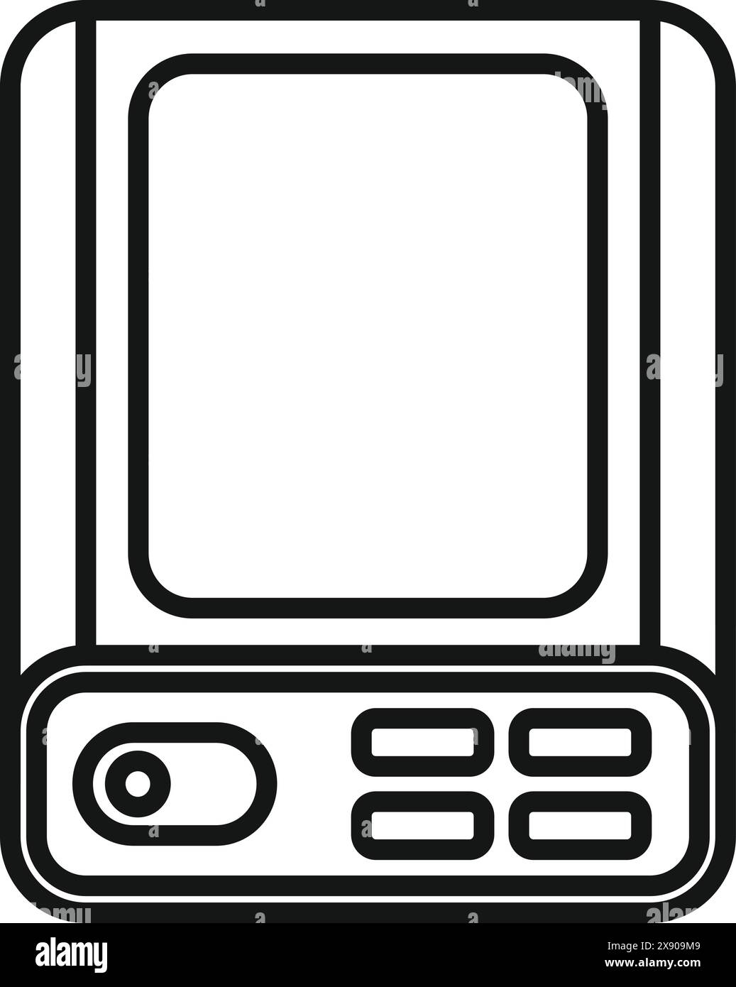 Black line art illustration of a classic handheld gaming device Stock ...