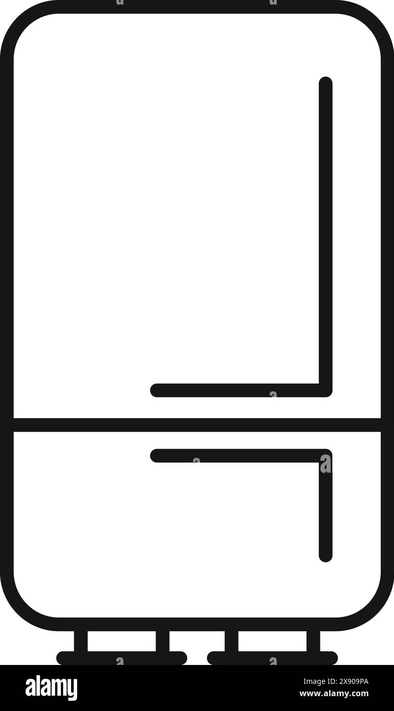 Simple line drawing of a modern fridge, perfect for kitchen appliance ...