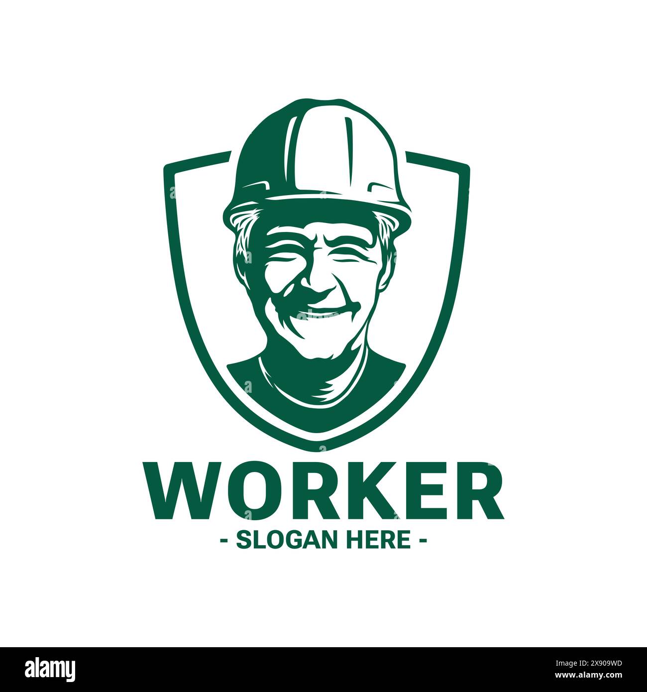 Construction worker with safety hard hat. Logo. Vector and illustration ...