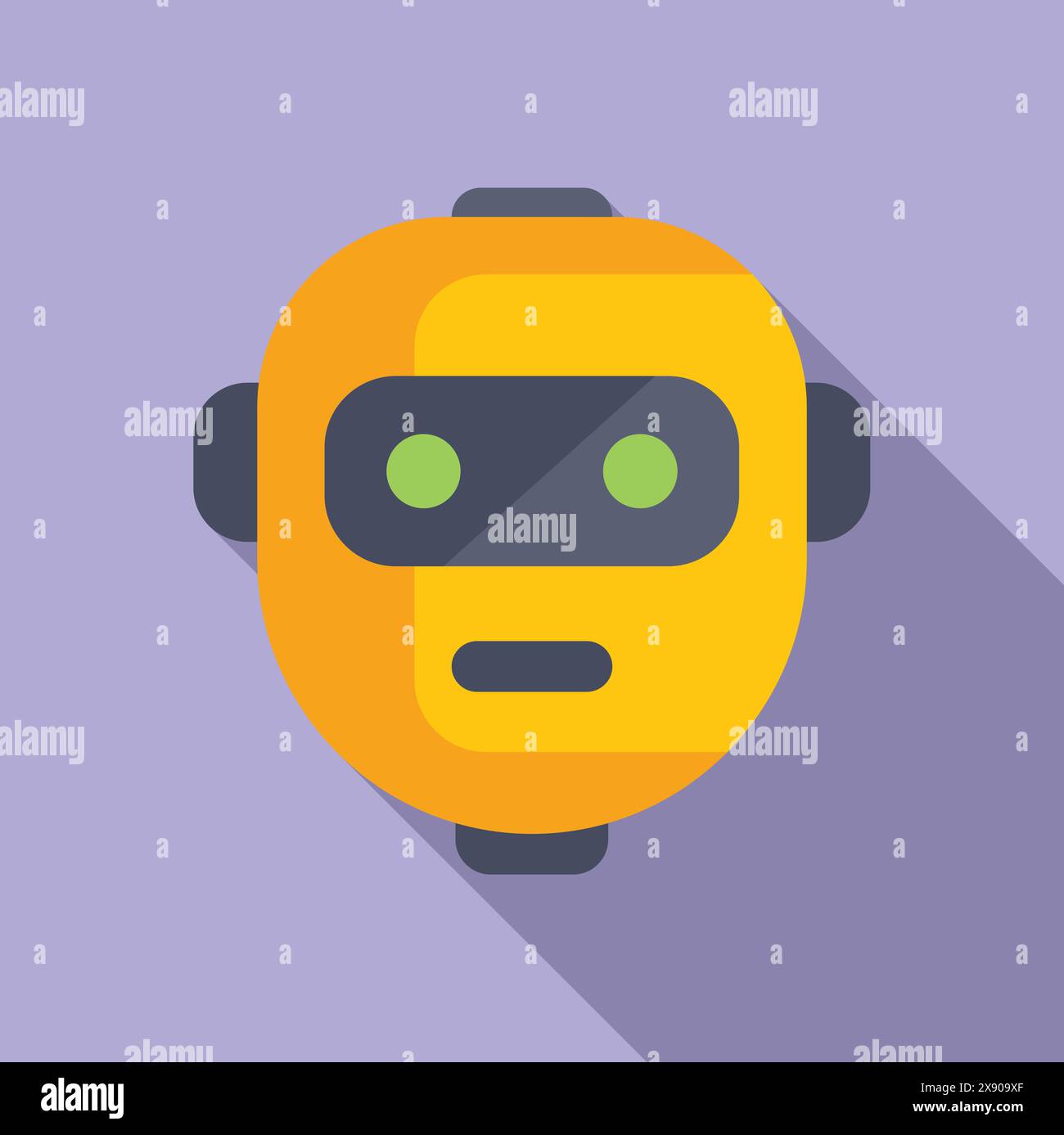 Colorful cartoon robot avatar with purple background flat design mascot ...