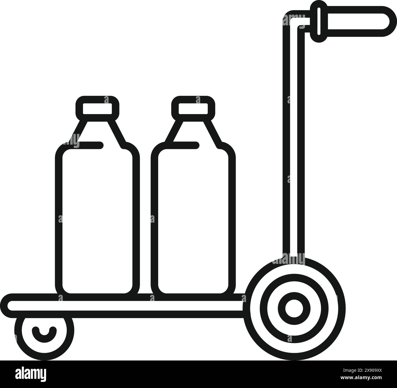 Black and white line icon depicting a dolly or hand truck carrying two ...