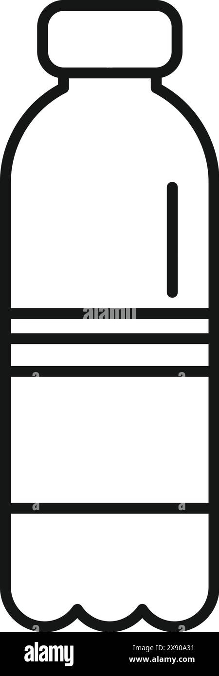 Simple outline illustration of a closed plastic water bottle Stock ...