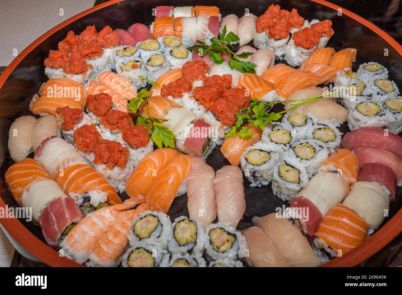 Salmon sushi sashimi rolls hi-res stock photography and images - Alamy