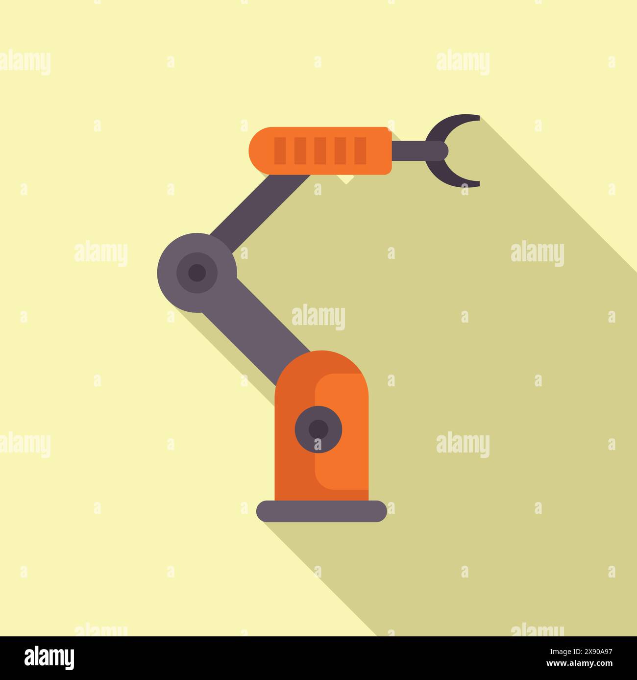 Illustration of a cartoonstyle industrial robotic arm on a pastel ...