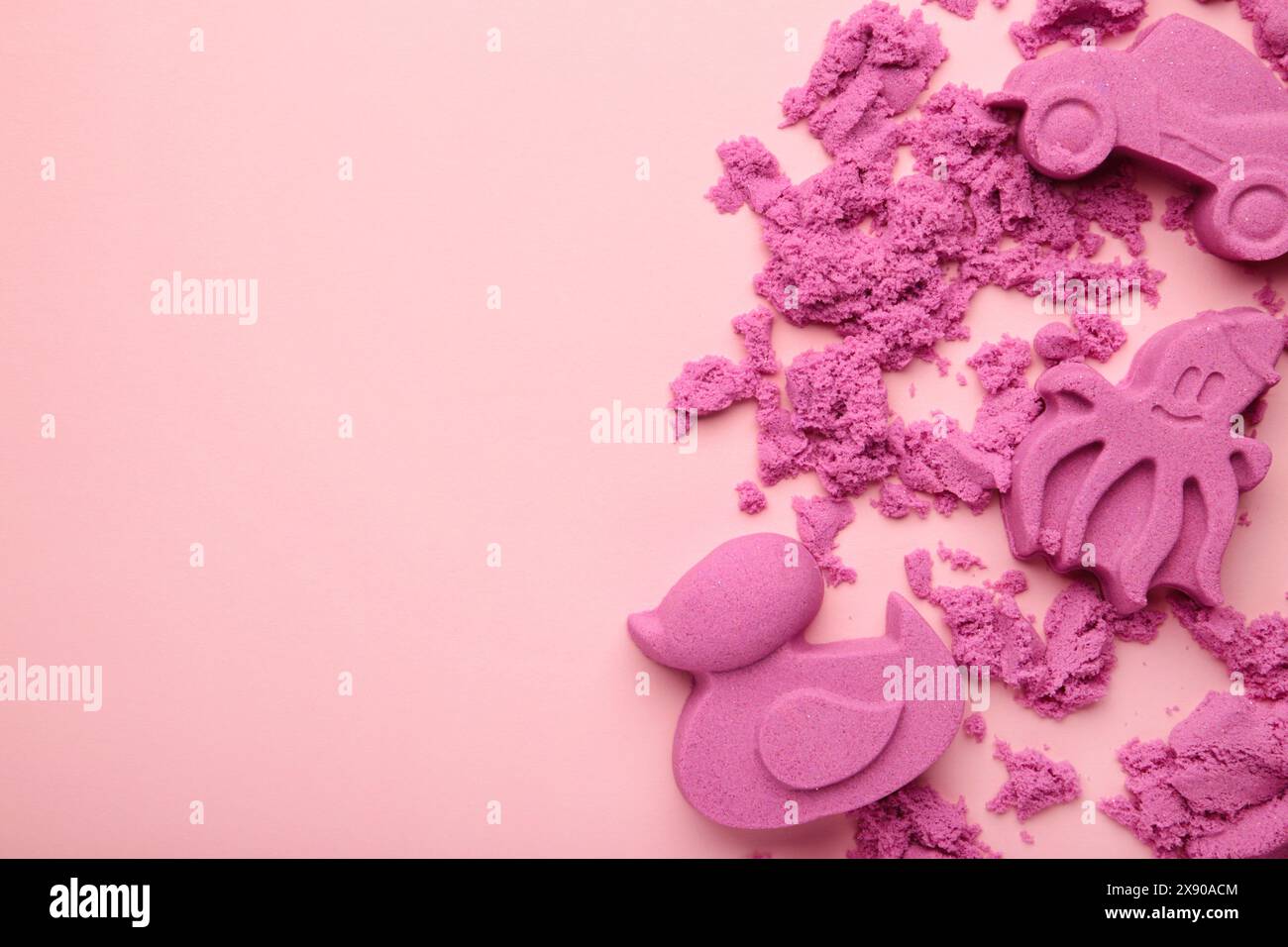 Pink kinetic sand for children, development and play at home with multi ...