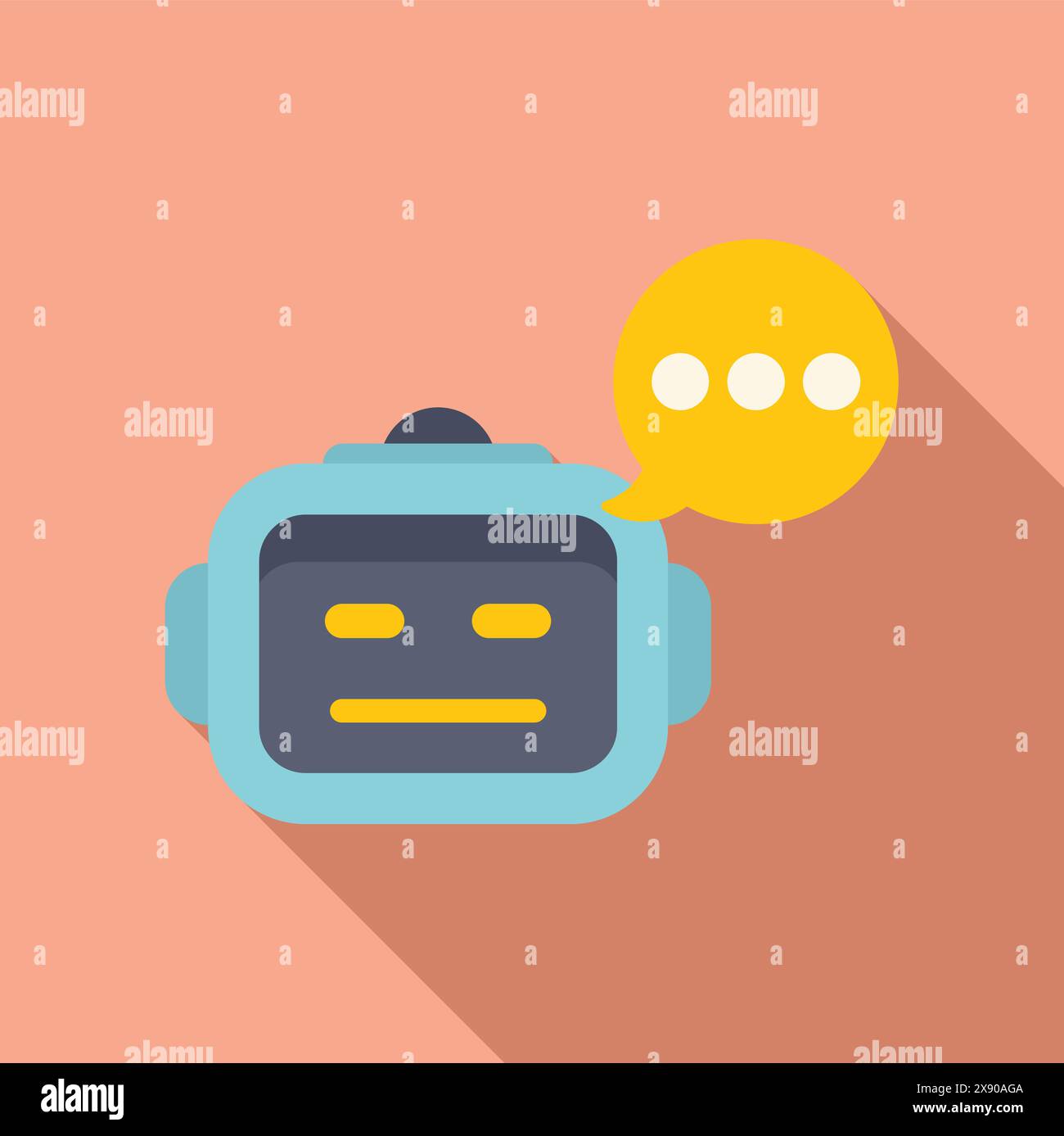 Flat design illustration of a friendly robot avatar with a chat speech ...