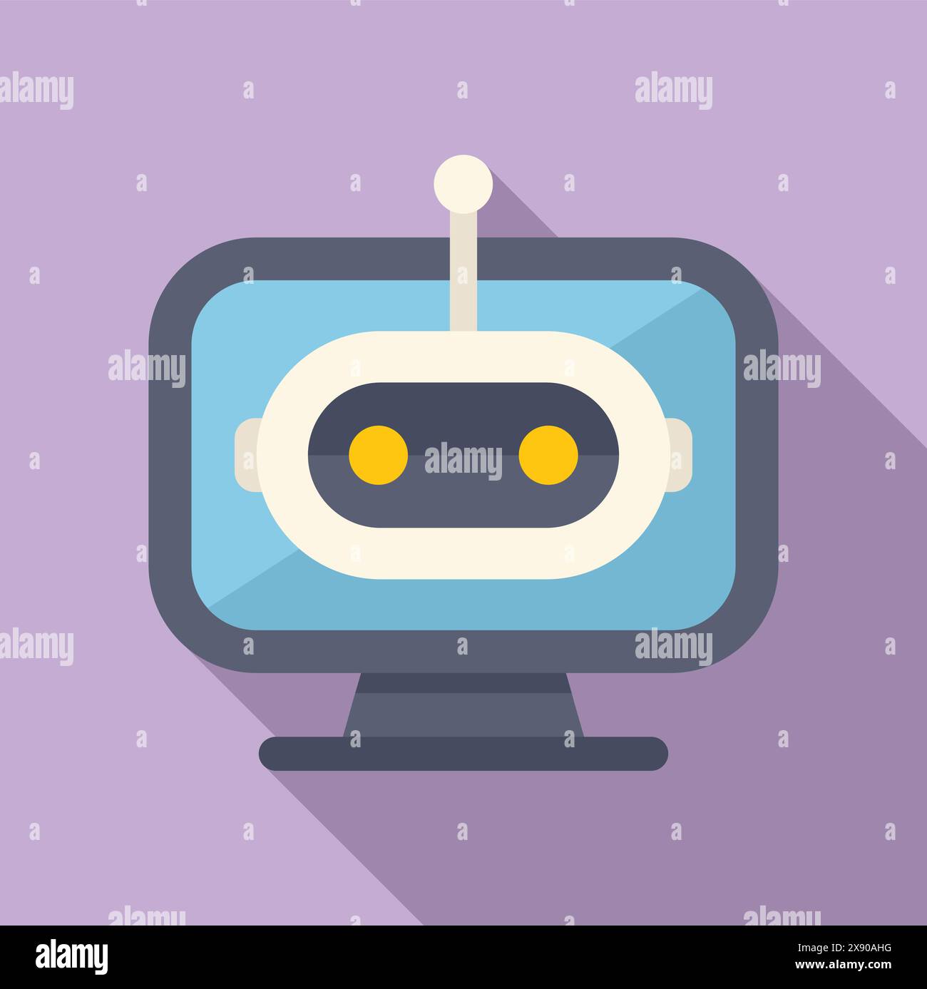 Vector illustration of a friendly cartoon robot character displayed on ...