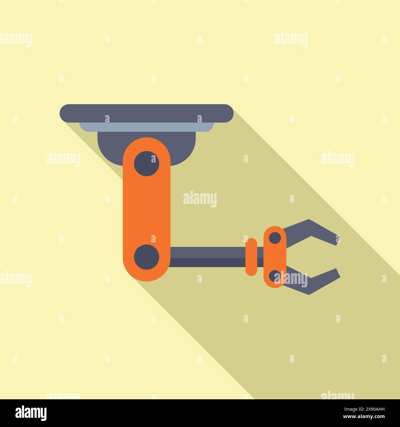 Colorful, flat design vector illustration of a robotic arm on a beige ...