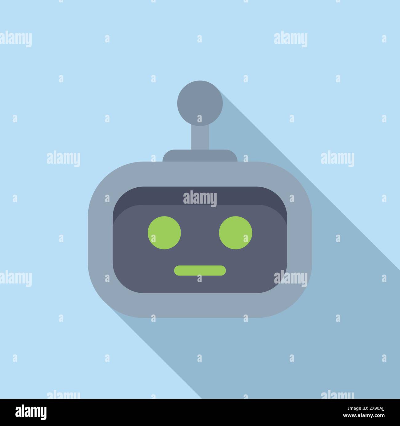 Flat design vector illustration of a cute cartoon robot head with ...