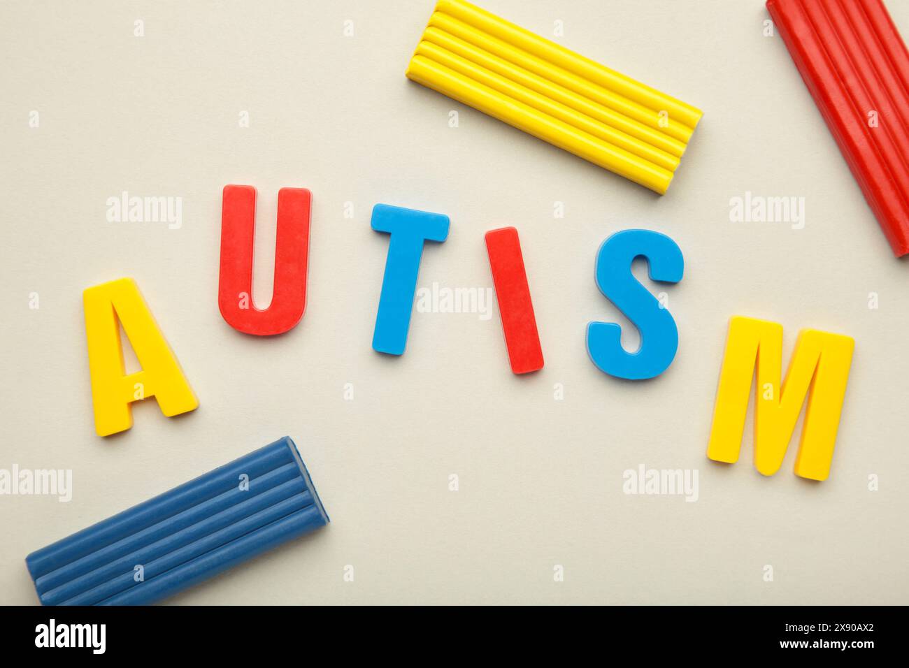 Autism. Autism spectrum disorder. Autism word made with playdough on ...