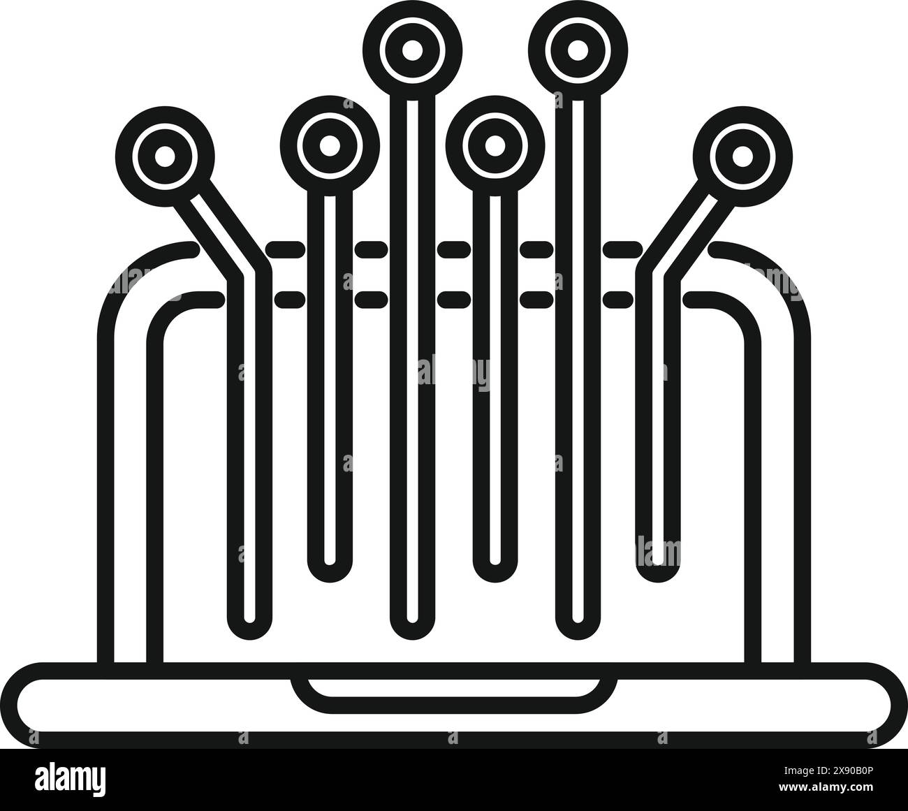 Black and white line art vector of a simplified circuit board, ideal ...