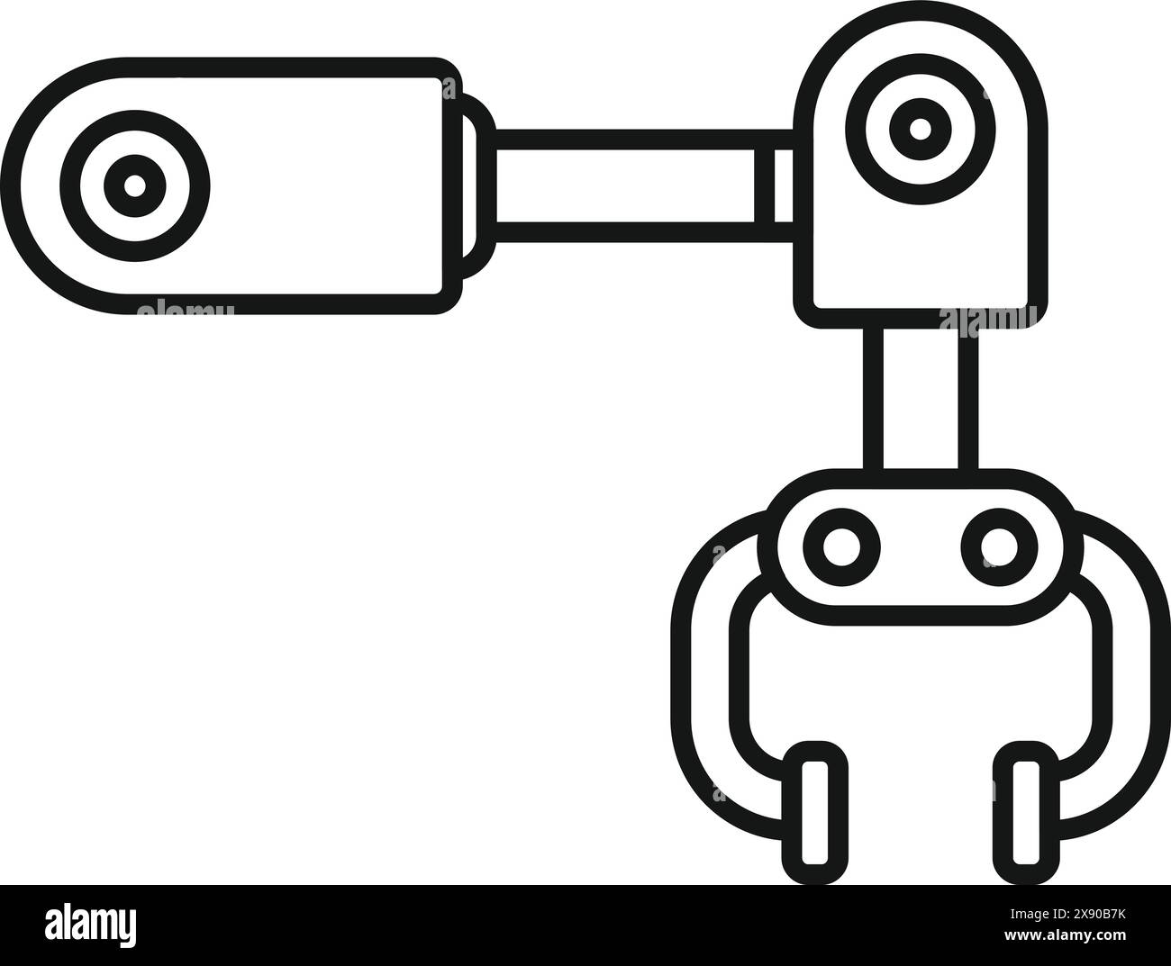 Black and white line drawing of a modern robotic mechanical arm ...