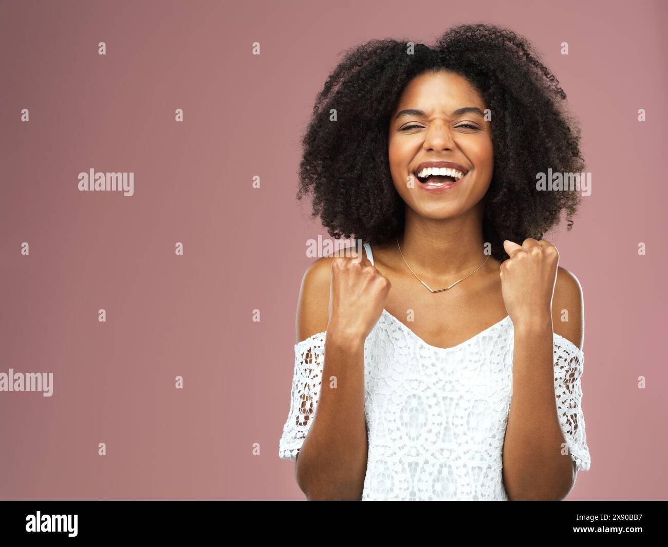 Yes, cheering and fist pump with black woman and winner for ...