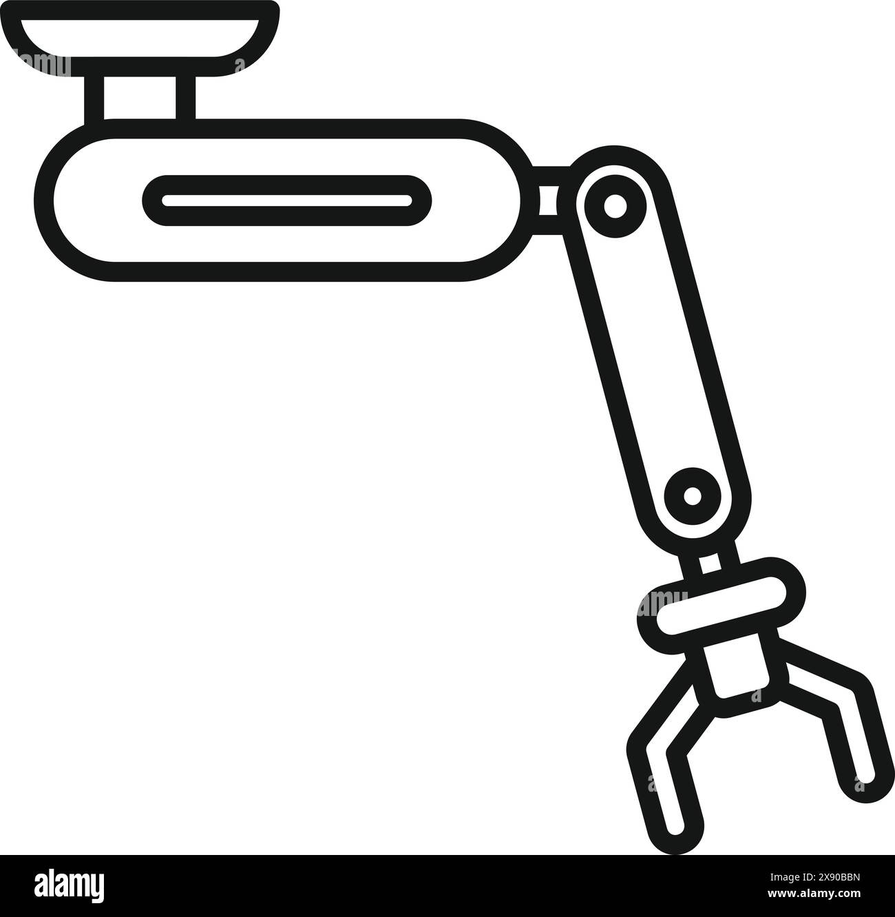 Black and white line art of a mechanical robotic arm, ideal for ...