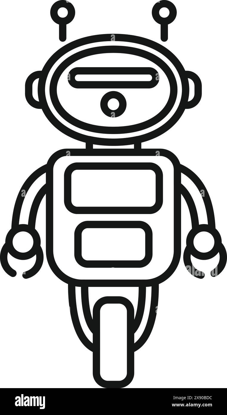 Vector graphic of a cute, friendlylooking cartoon robot in black and ...
