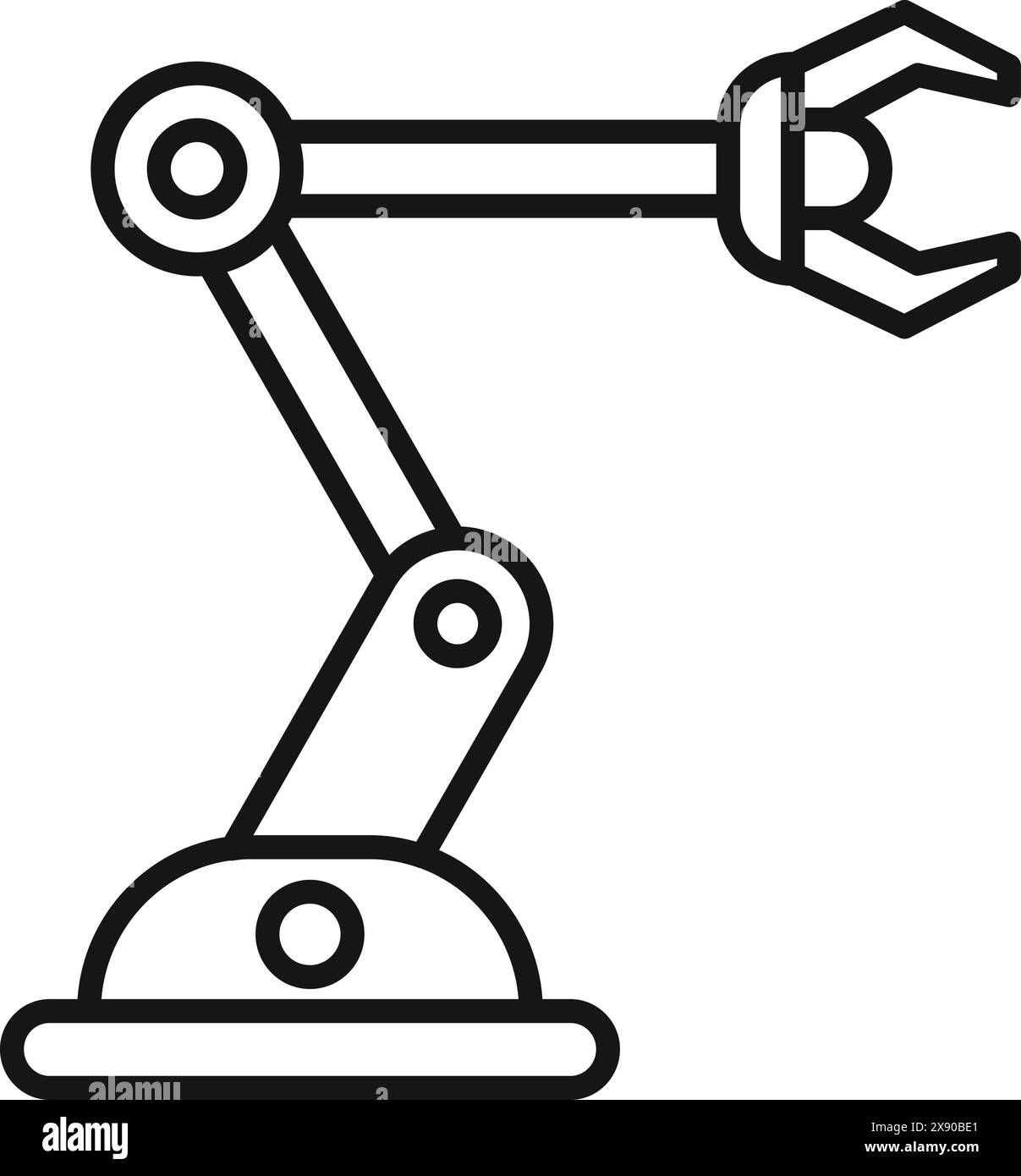 Simplistic black line art of a robotic arm, ideal for technology and ...