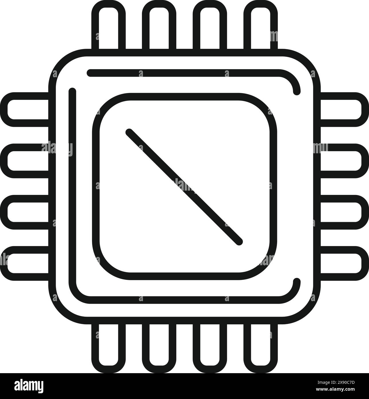 Line art vector graphic of a cpu or microchip, ideal for ...