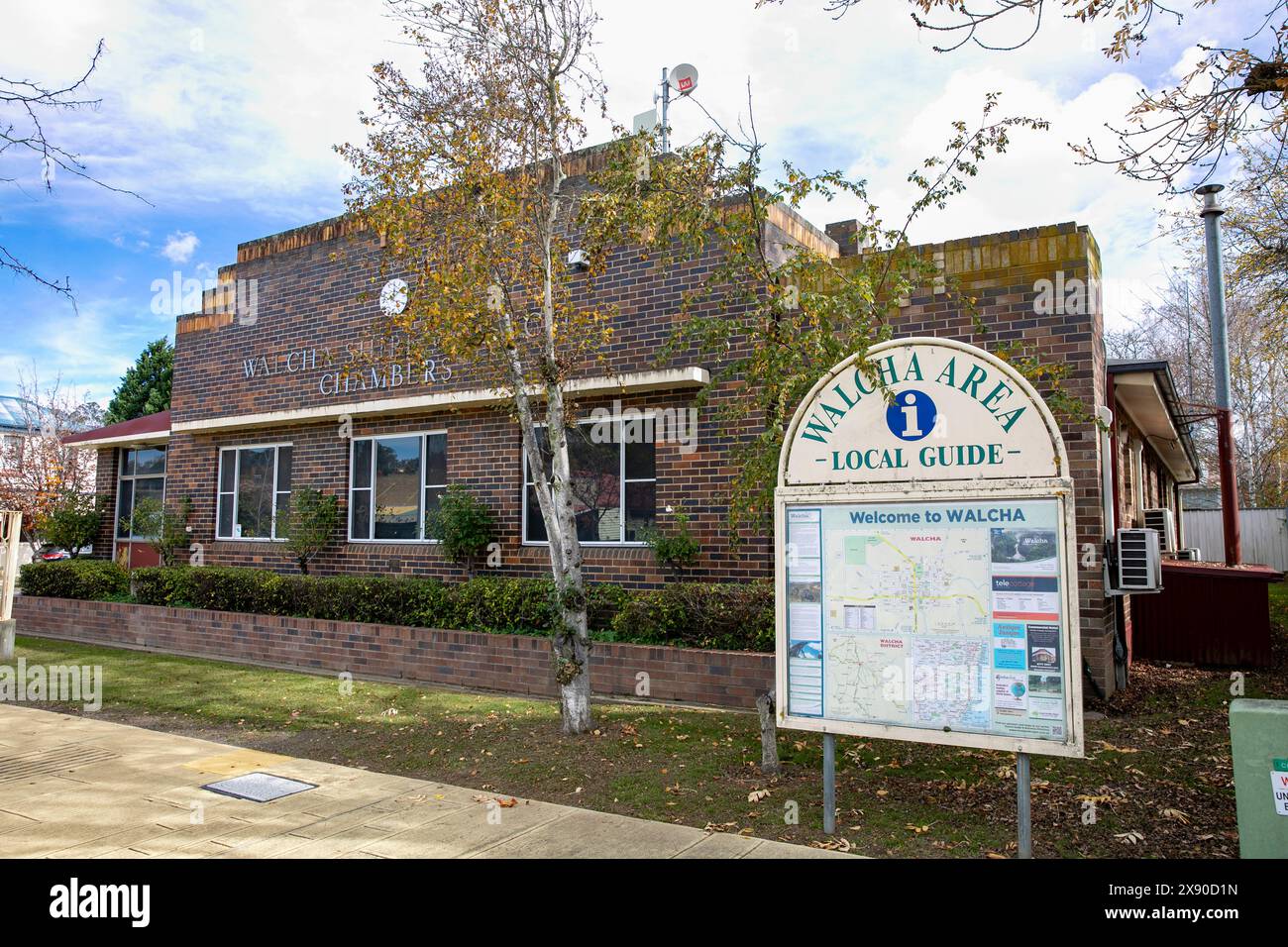 Walcha council offices building and local area guide information board ...