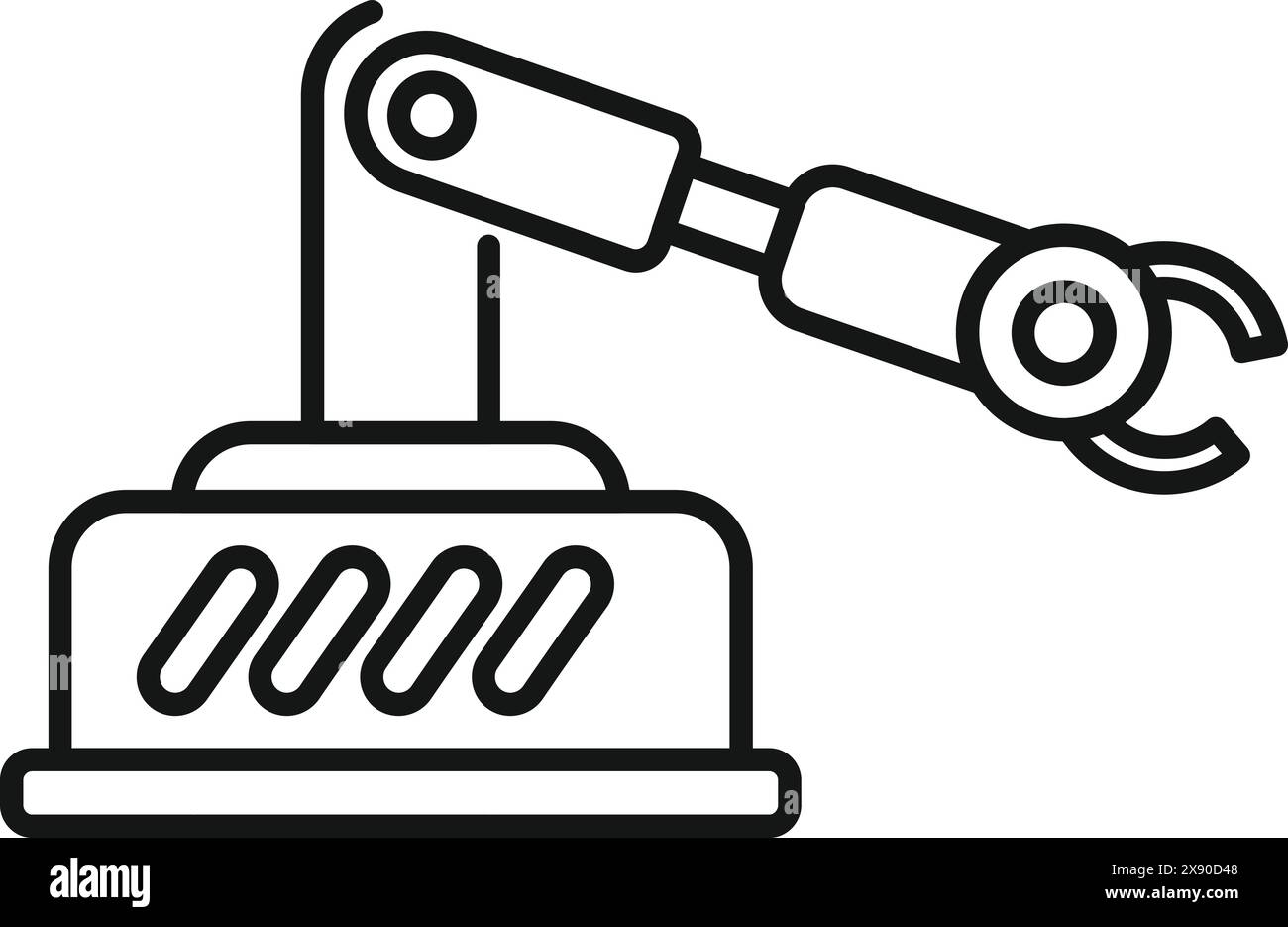 Simple line illustration of a robotic arm, representing automation and ...