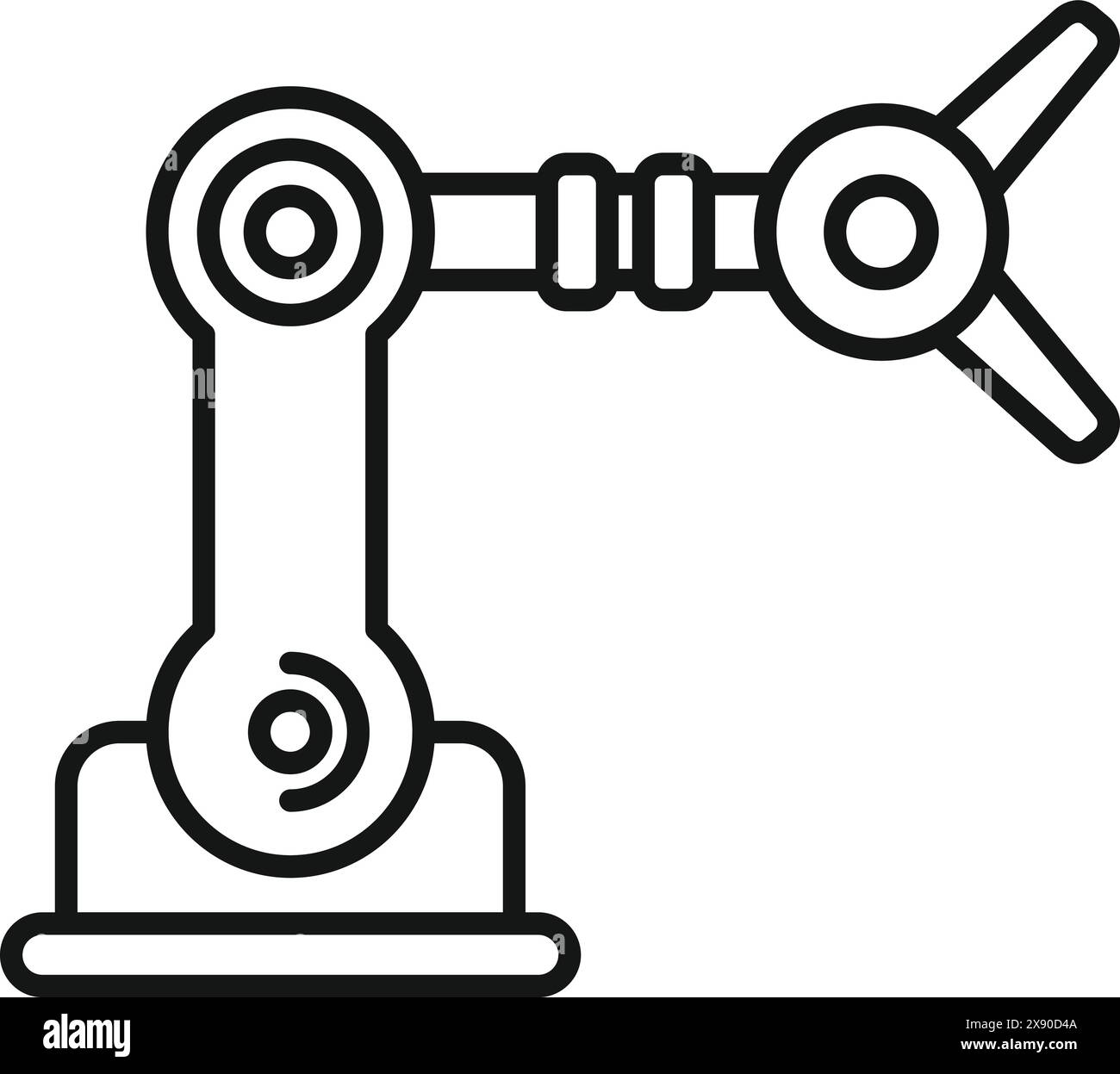 Futuristic industrial robot arm icon in black and white. Featuring ...